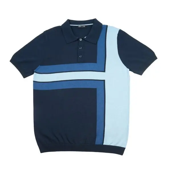 EIGHT X Alignment Short Sleeve Knit Polo Navy