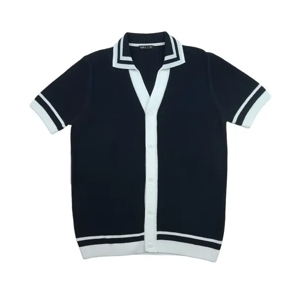 EIGHT X Pier Knit Short Sleeve Shirt Navy