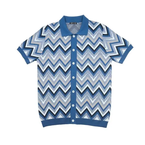 EIGHT X Shift Knit Short Sleeve Shirt Navy