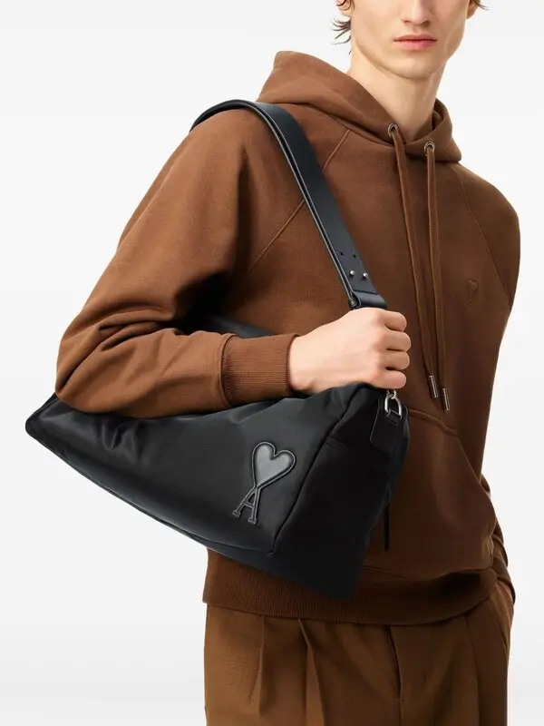 AMI Paris Marcel Nylon Large Shoulder Bag