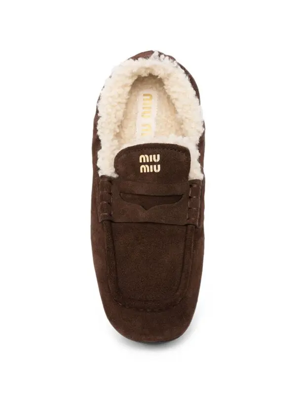 Miu Miu Ruches Leather Loafers