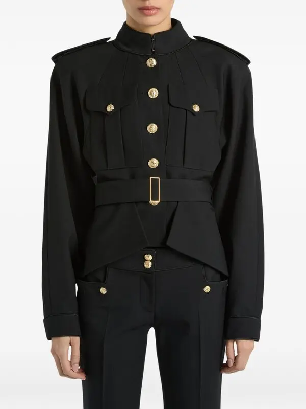 Balmain Wool Belted Jacket - Multicolor