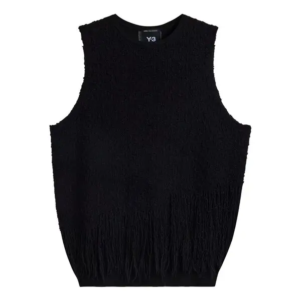 Adidas X Y-3 Knitted 3-stripes Fringy Vest Asia Sizing 'black Light Solid Grey - Black/light Solid Grey