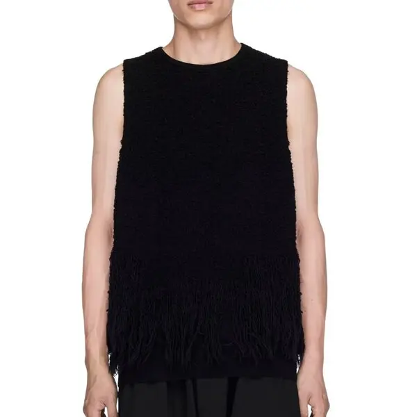 Adidas X Y-3 Knitted 3-stripes Fringy Vest Asia Sizing 'black Light Solid Grey