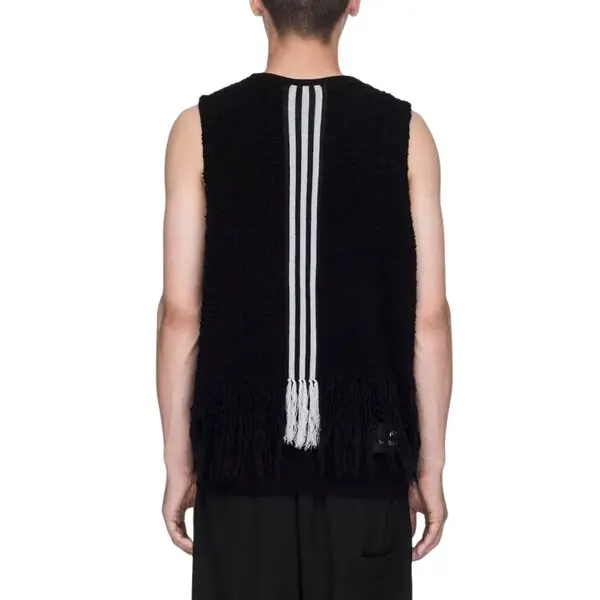 Adidas X Y-3 Knitted 3-stripes Fringy Vest Asia Sizing 'black Light Solid Grey