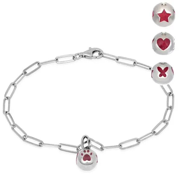 MYRTO KATRAMADOU JEWELLERY Red / Silver Melina Bracelet Silver Garnet Red Paw, Heart, Butterfly, Star - Red/silver