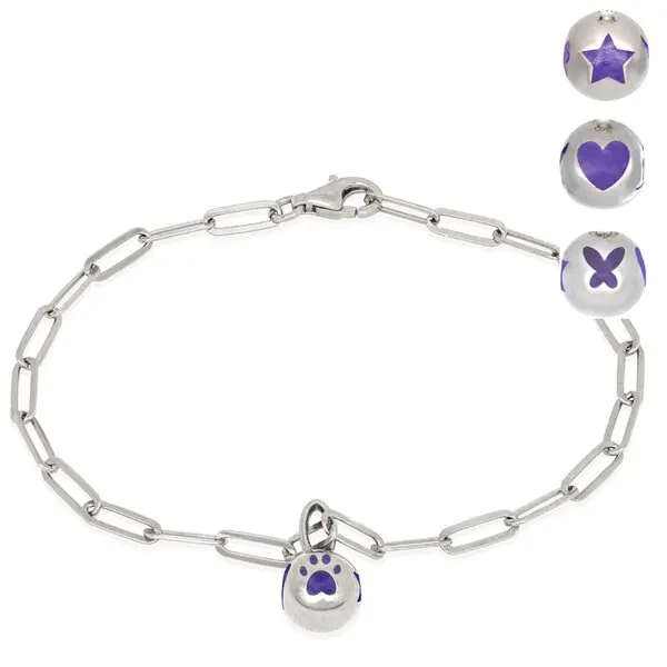 MYRTO KATRAMADOU JEWELLERY Purple / Silver Melina Bracelet Silver Plum Violet Paw, Heart, Butterfly, Star - Purple/silver