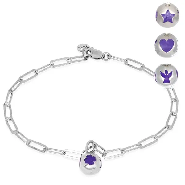 MYRTO KATRAMADOU JEWELLERY Purple / Silver Melina Bracelet Silver Plum Violet Angel, Star, Heart, Trefoil - Purple/silver