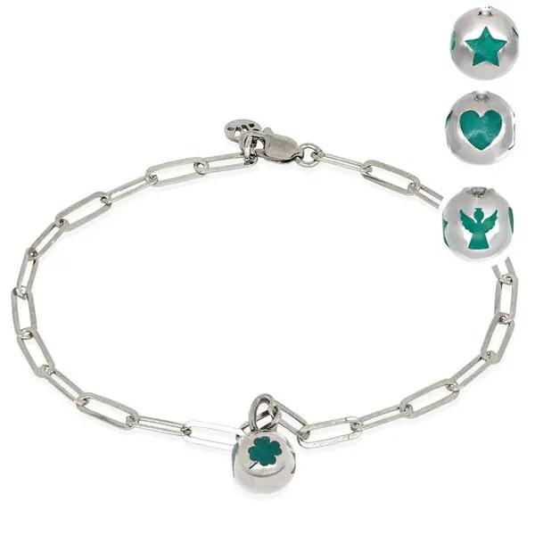 MYRTO KATRAMADOU JEWELLERY Green / Silver Melina Bracelet Silver Pine Green Angel, Star, Heart, Trefoil - Green/silver