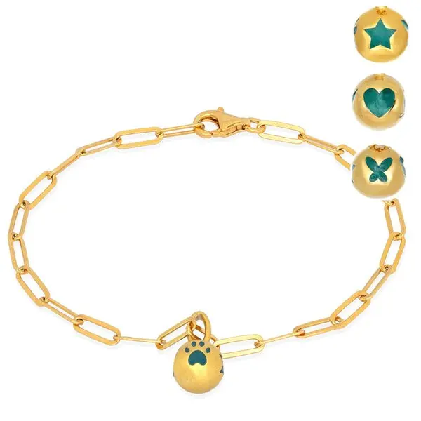 MYRTO KATRAMADOU JEWELLERY Green / Gold Melina Bracelet Gold-plated Silver Pine Green Paw, Heart, Butterfly, Star - Green/gold