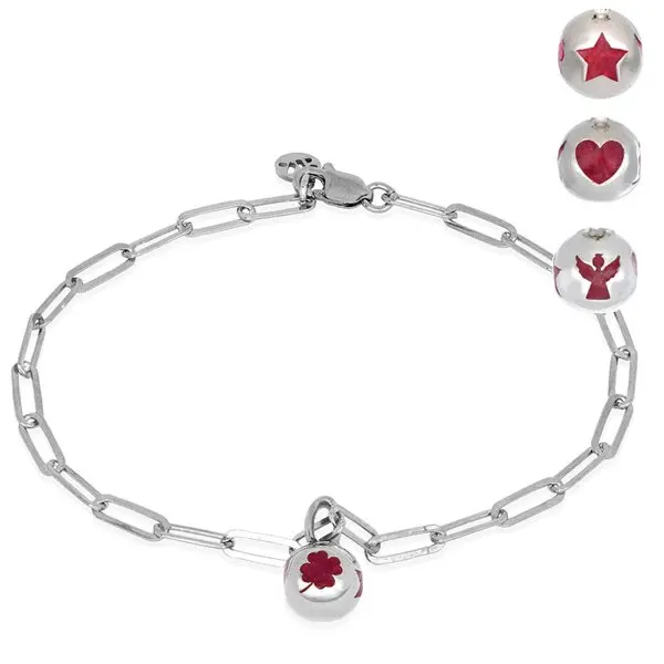 MYRTO KATRAMADOU JEWELLERY Red / Silver Melina Bracelet Silver Garnet Red Angel, Star, Heart, Trefoil - Red/silver