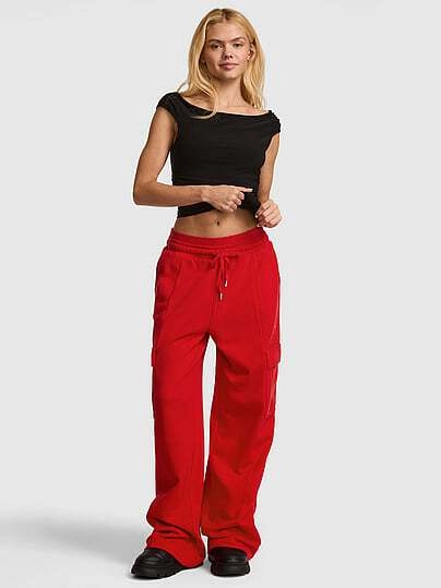 Pink Campus Fleece™ Cargo Sweatpants - Red