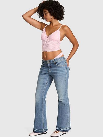 Pink Denim Low-rise Bootcut Jeans - Blue