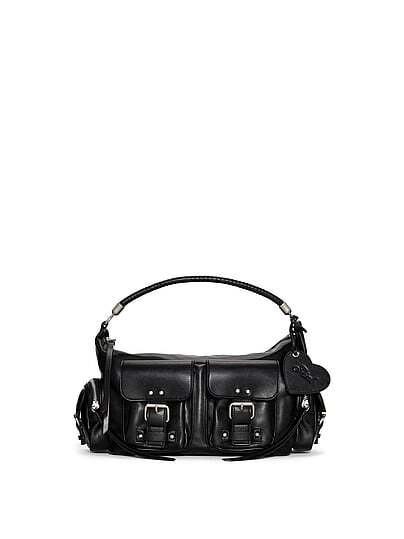 Pink Multi-pocket Shoulder Bag - Black