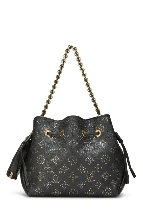 LOUIS VUITTON Monogram Mahina Bella Bucket Bag - Black