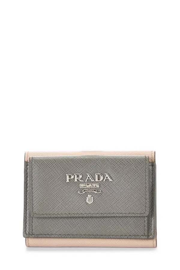 Prada Pink & Grey Saffiano Compact Wallet