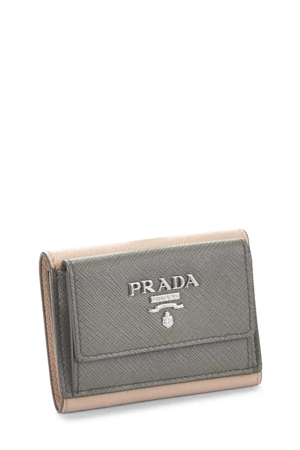 Prada Pink & Grey Saffiano Compact Wallet