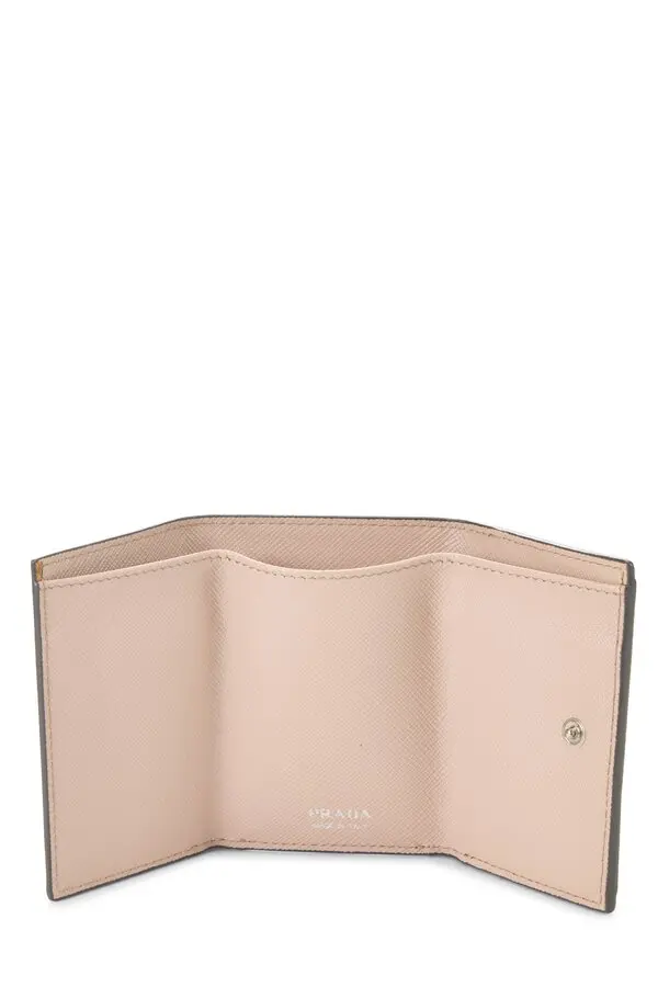 Prada Pink & Grey Saffiano Compact Wallet