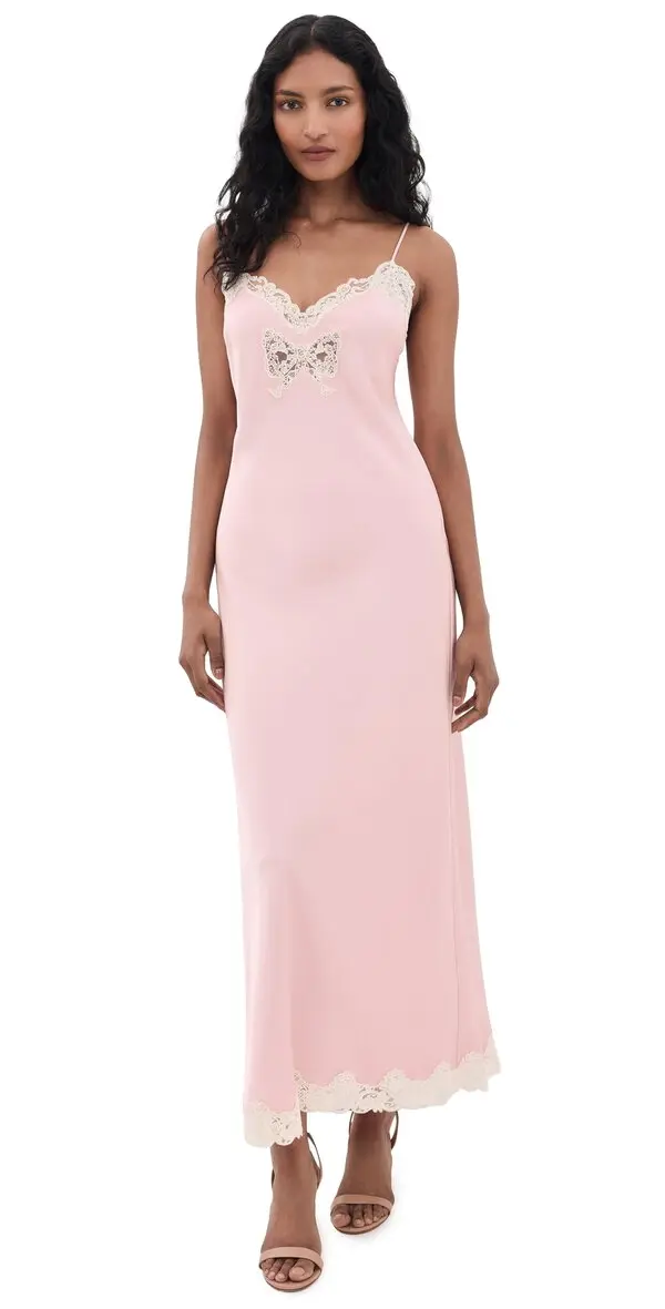 LoveShackFancy Lomira Lace Bow Dress - Pink
