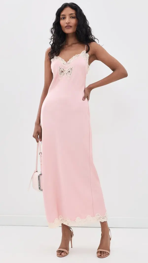 LoveShackFancy Lomira Lace Bow Dress - Pink