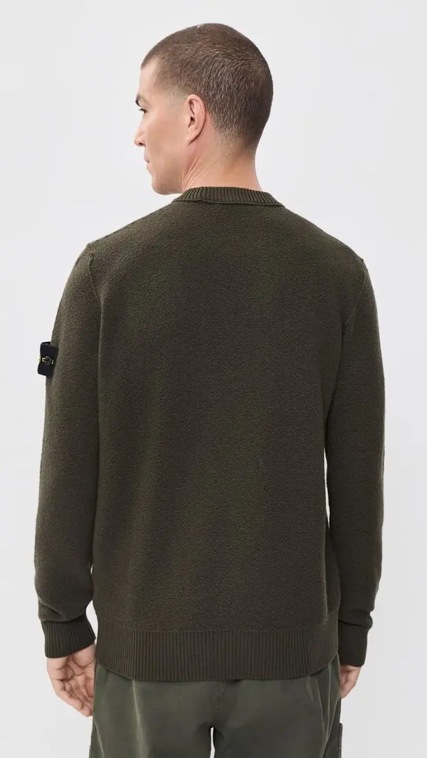 Stone Island Textured Stitch Crew Neck Sweater - Coal Grey