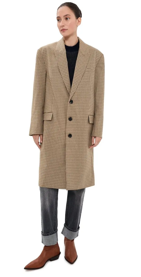 Tibi Menswear Tech Twill Tailored Midi Coat - Cedar Multi