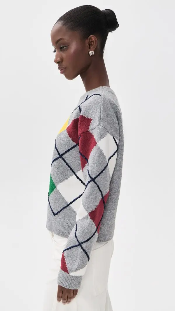 English Factory Argyle Whipstitch Knit Sweater