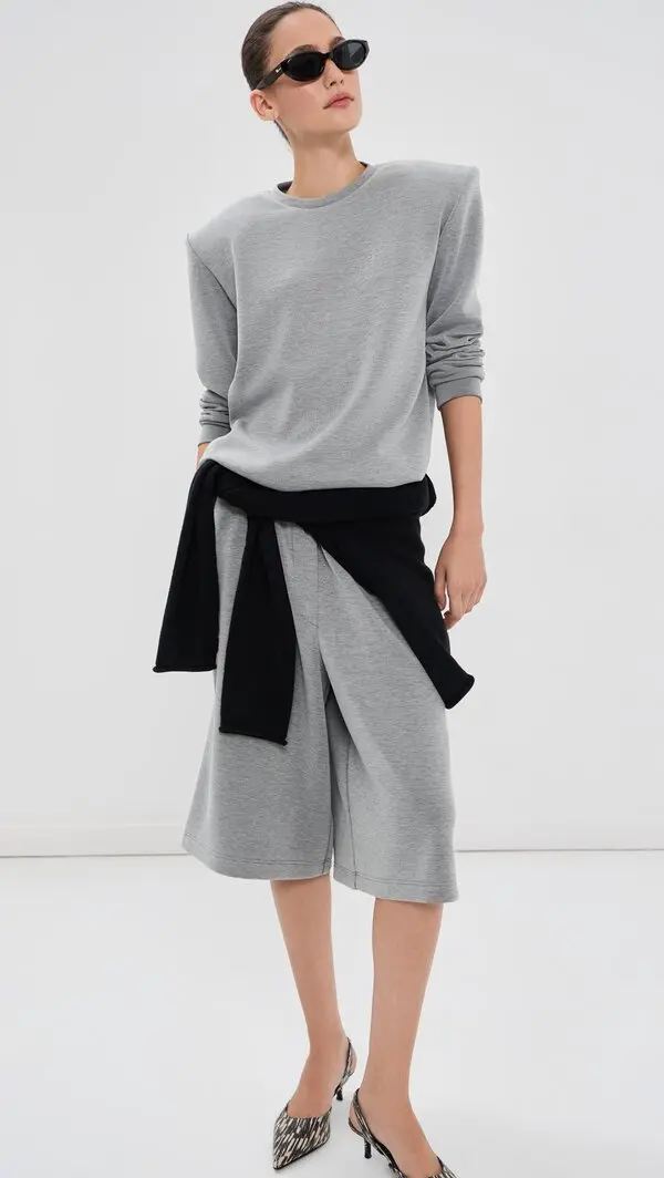 Tibi Feather Weight Viscose Removable Shoulder Pad Top