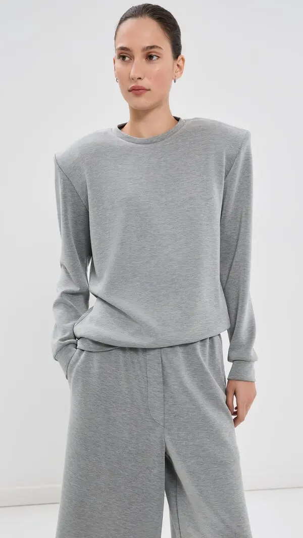 Tibi Feather Weight Viscose Removable Shoulder Pad Top