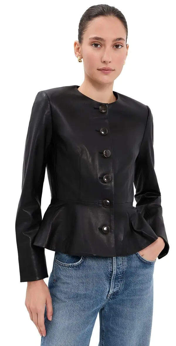 Veronica Beard Quinn Lambskin Leather Jacket