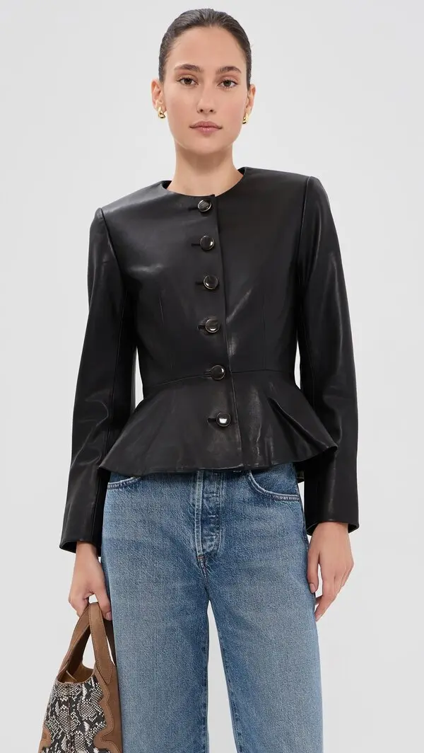 Veronica Beard Quinn Lambskin Leather Jacket