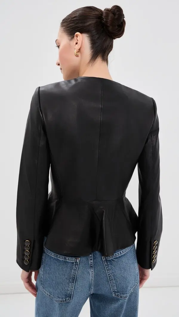 Veronica Beard Quinn Lambskin Leather Jacket