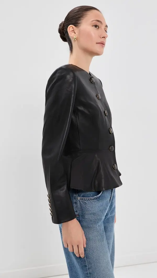 Veronica Beard Quinn Lambskin Leather Jacket