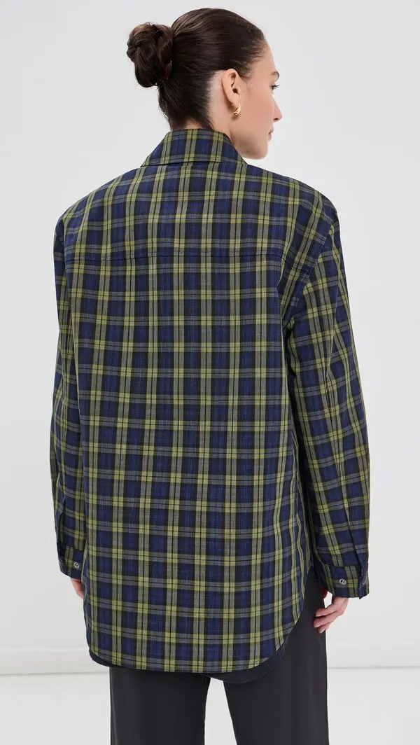 Tibi Techy Plaid Easy Shirt Jacket