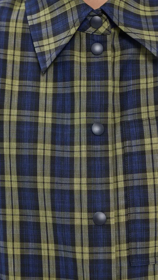 Tibi Techy Plaid Easy Shirt Jacket