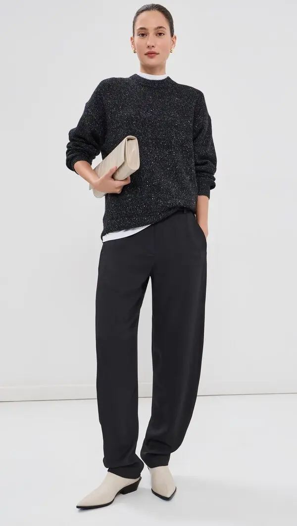 Tibi Speckled Easy Crewneck Pullover
