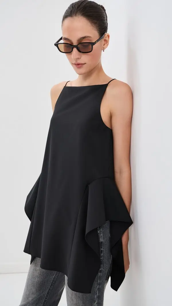 Tibi Tropical Wool Side Drape Top