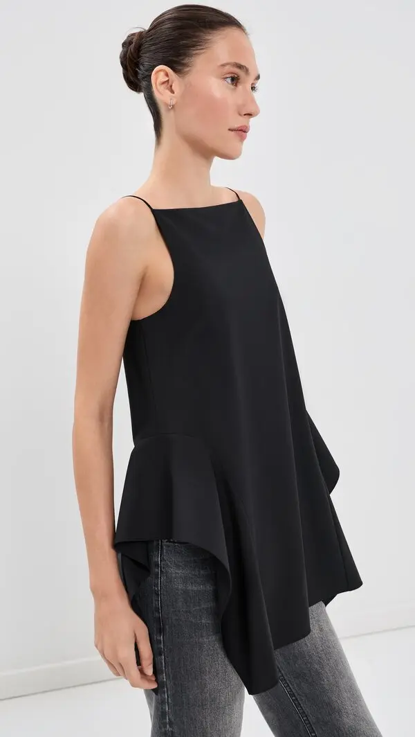 Tibi Tropical Wool Side Drape Top