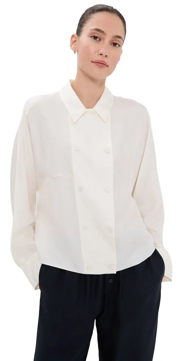 RÓHE Double Breasted Silk Top - Cream
