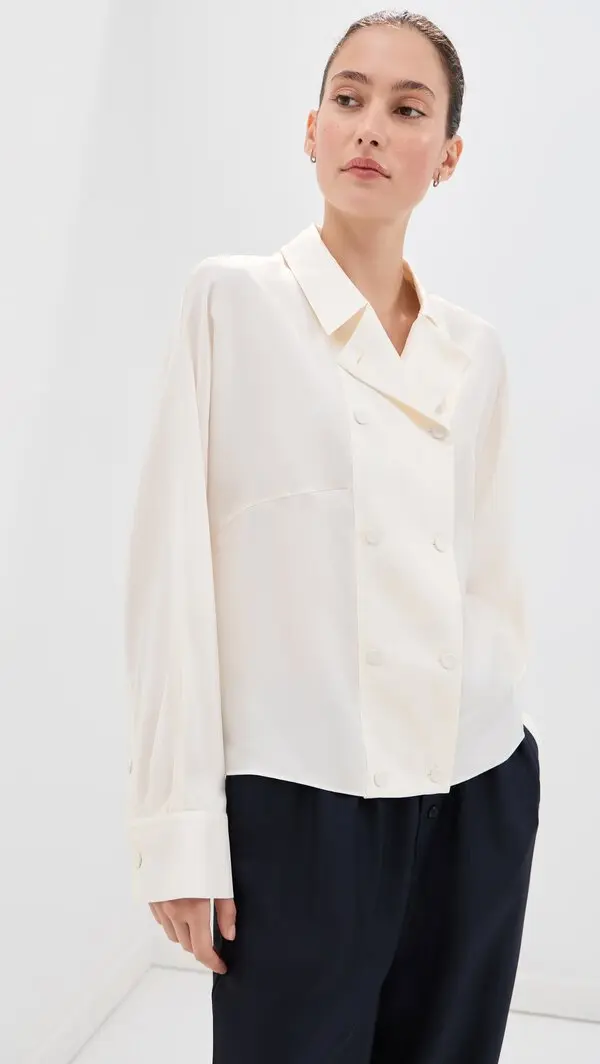 RÓHE Double Breasted Silk Top