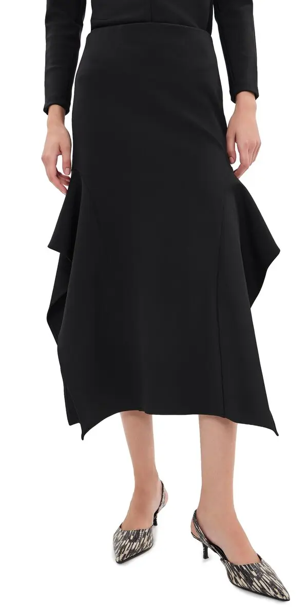 Tibi Luxe Crepe Knit Side Drape Skirt
