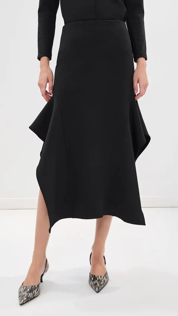 Tibi Luxe Crepe Knit Side Drape Skirt