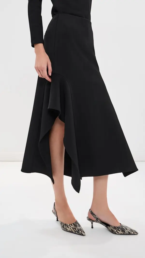Tibi Luxe Crepe Knit Side Drape Skirt