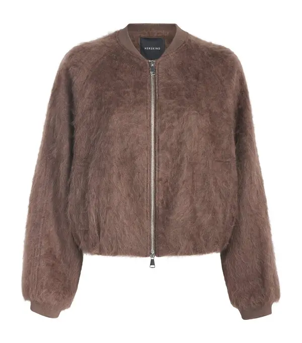HERSKIND Wool-cashmere-silk Jimi Bomber Jacket - Brown