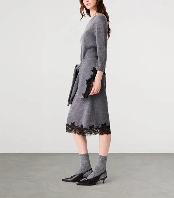 Maje Wool Lace-trim Midi Dress