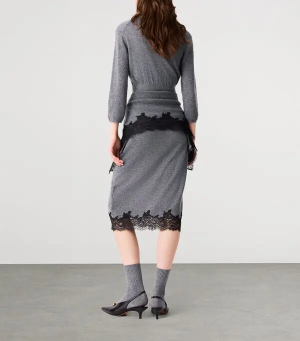 Maje Wool Lace-trim Midi Dress