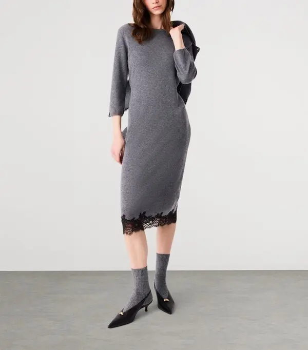 Maje Wool Lace-trim Midi Dress