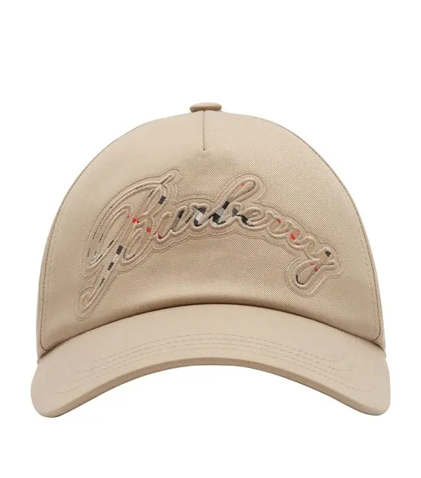 Burberry Cotton Gabardine Cursive Logo Cap