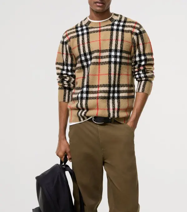Burberry Cashmere Check Sweater - Beige