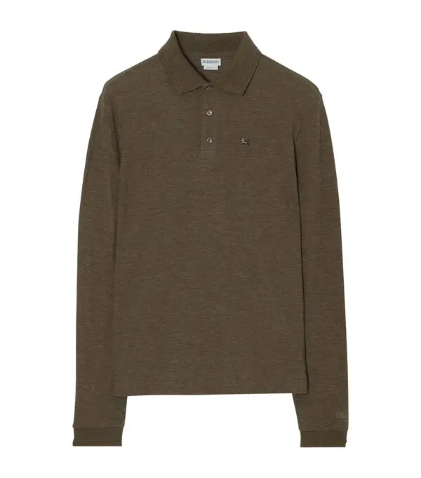 Burberry Wool-cotton Long-sleeve Polo Shirt